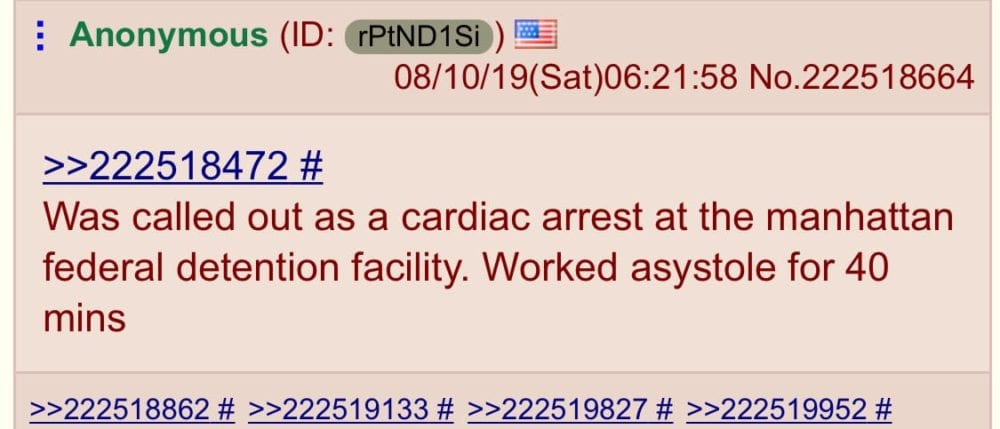 Timeline Analysis | Epstein Death Reported on 4Chan Before Announced ...