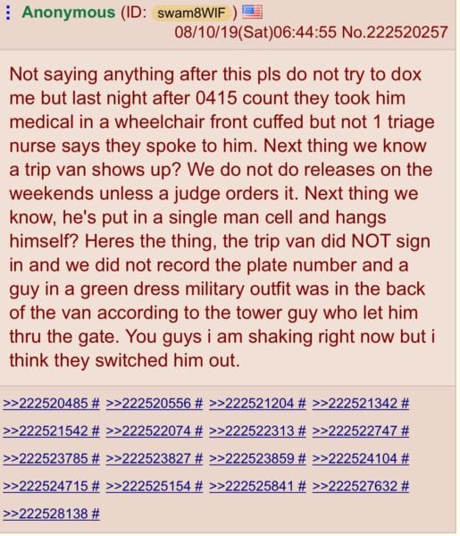 Timeline Analysis | Epstein Death Reported on 4Chan Before Announced ...